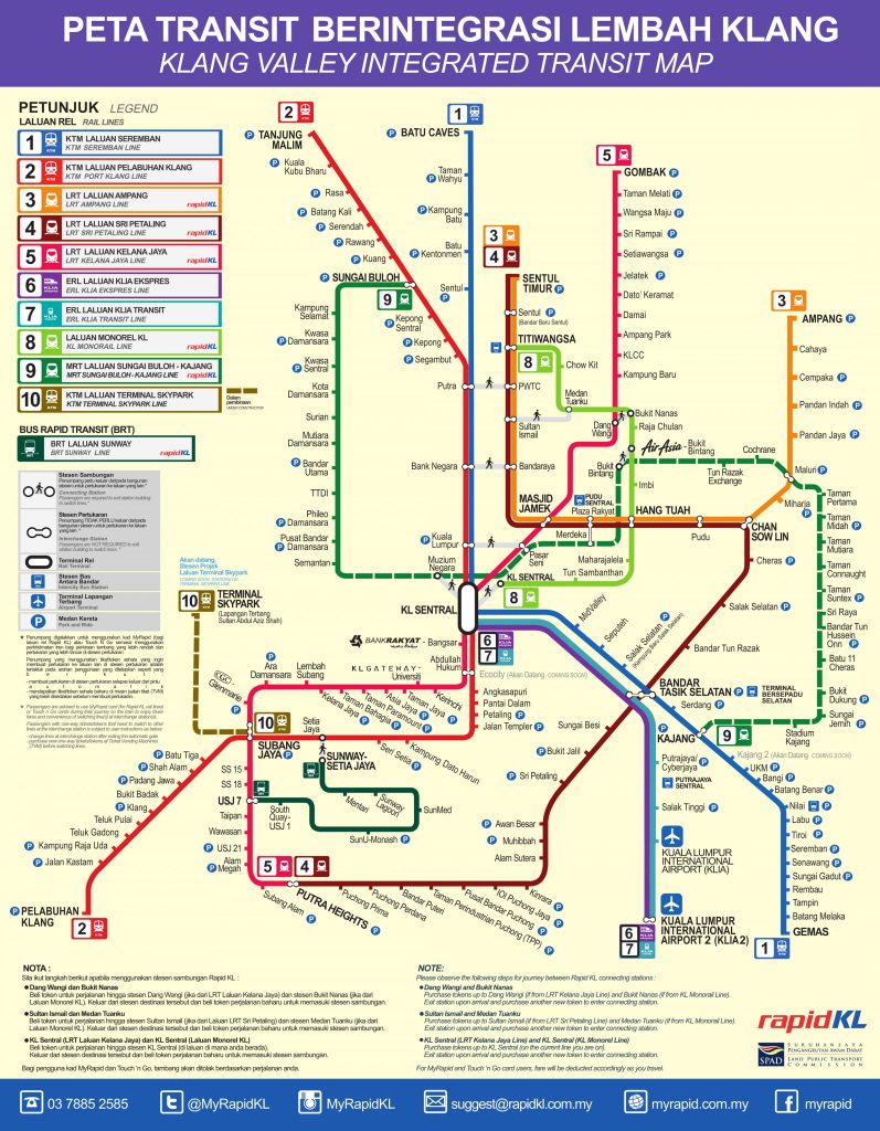 Kuala Lumpur's light rail transit system-LRT-network map
